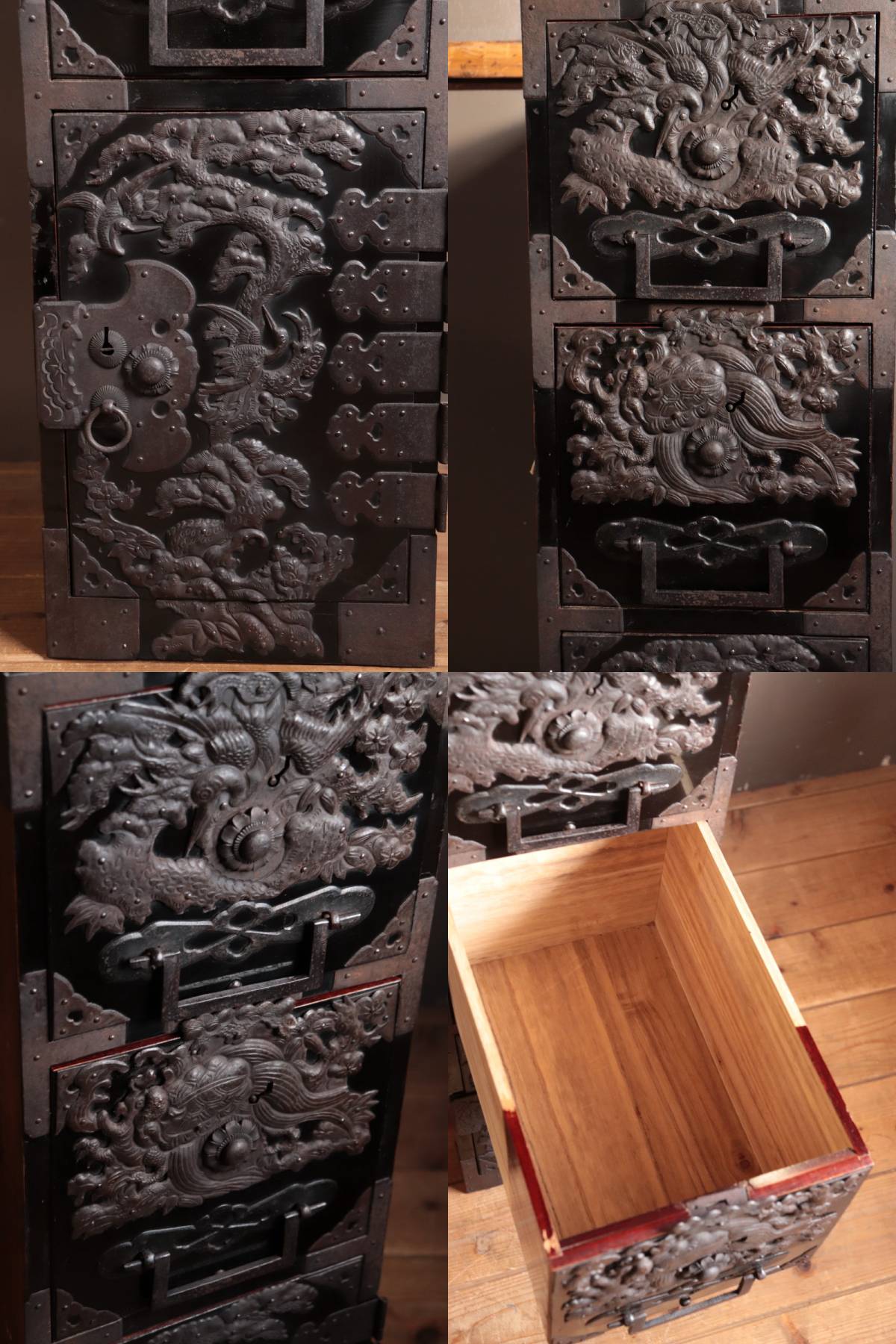 日本代購代標第一品牌【樂淘letao】－E191 打出金具隙間箪笥/庄内箪笥/縦型箪笥/時代箪笥/和家具/チェスト/リメイク家具/アンティーク家具/52311