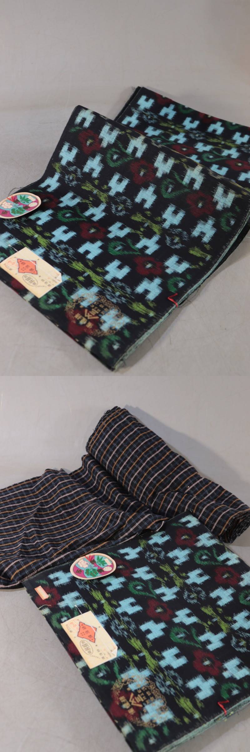 日本代購代標第一品牌【樂淘letao】－E314 木綿絣反物/かすり/備後絣/古布/和布/リメイク布/アンティーク布/材料生地