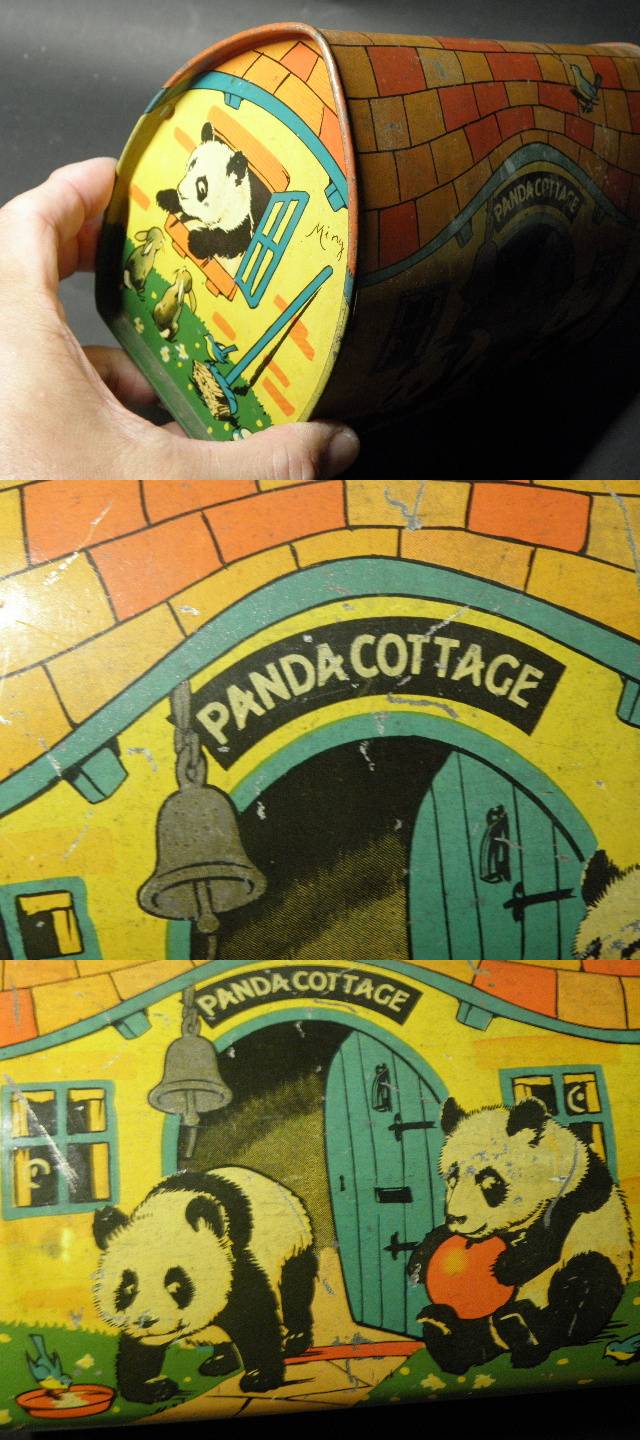 日本代購代標第一品牌【樂淘letao】－56 ブリキ パンダ 容器 缶 / レトロ アンティーク ビンテージ ティン缶 古道具
