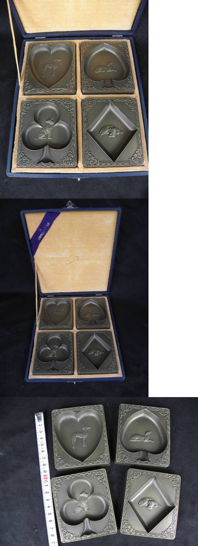 日本代購代標第一品牌【樂淘letao】－66 戦前 トランプ 犬 トレー 4枚 / アンティーク ビンテージ アールデコ 古道具 洋館 カフェ