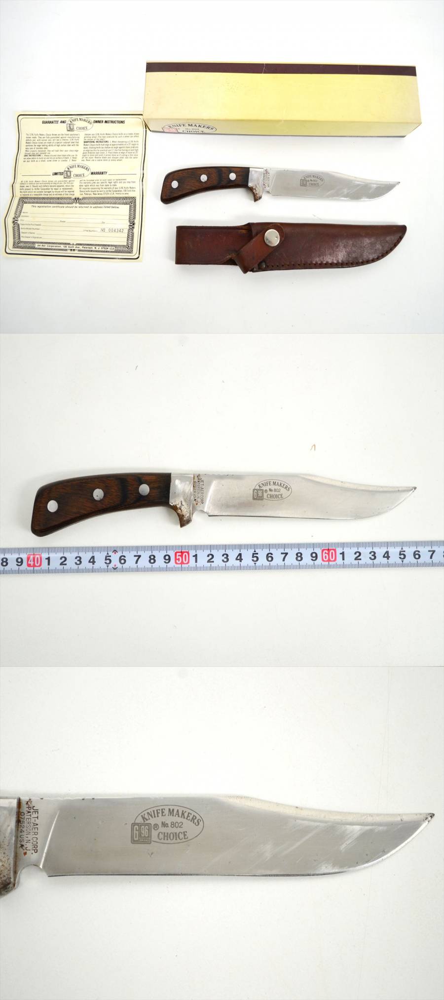 日本代購代標第一品牌【樂淘letao】－KM635 中古品 KNIFE MAKERS G96 No.802 CHOICE ハンティングナイフ 外箱・革ケース付き キャンプ/アウトドア