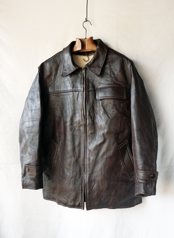 日本代購代標第一品牌【樂淘letao】－1950's フランス ヴィンテージ モーターサイクルレザージャケット ムートンライナーベスト 50s ECLAIRジップ ワークジャケット ライダース