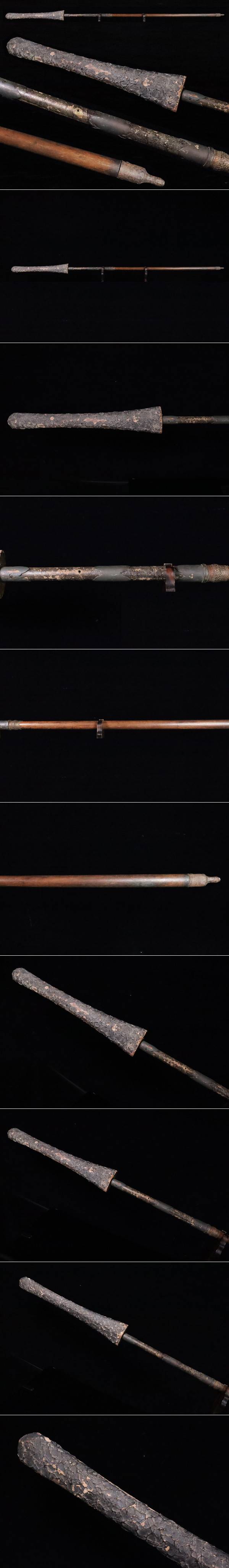 日本代購代標第一品牌【樂淘letao】－時代武具 大身槍用の外装 被せ 鮫研ぎ出し巻木製柄 石突 全長193cm 旧家蔵出品「[7163qt]