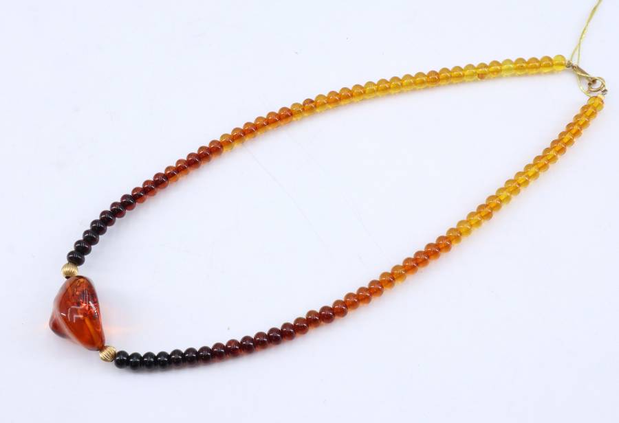 日本代購代標第一品牌【樂淘letao】－I7411 K18 琥珀ネックレス 未使用 約12.2g 44cm